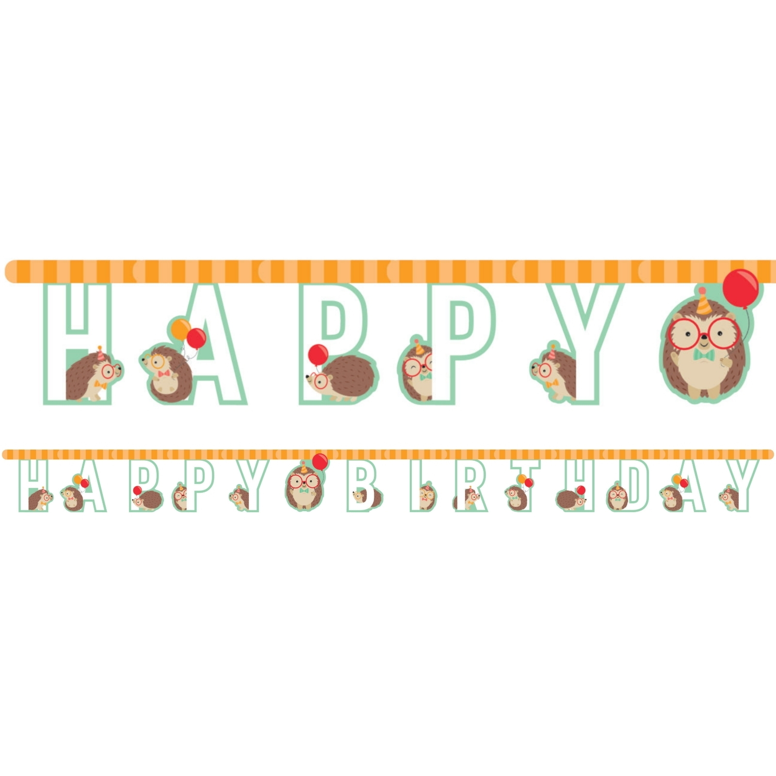 Hedgehog Party Happy Birthday Banner | Woodland Animals | Boys and ...