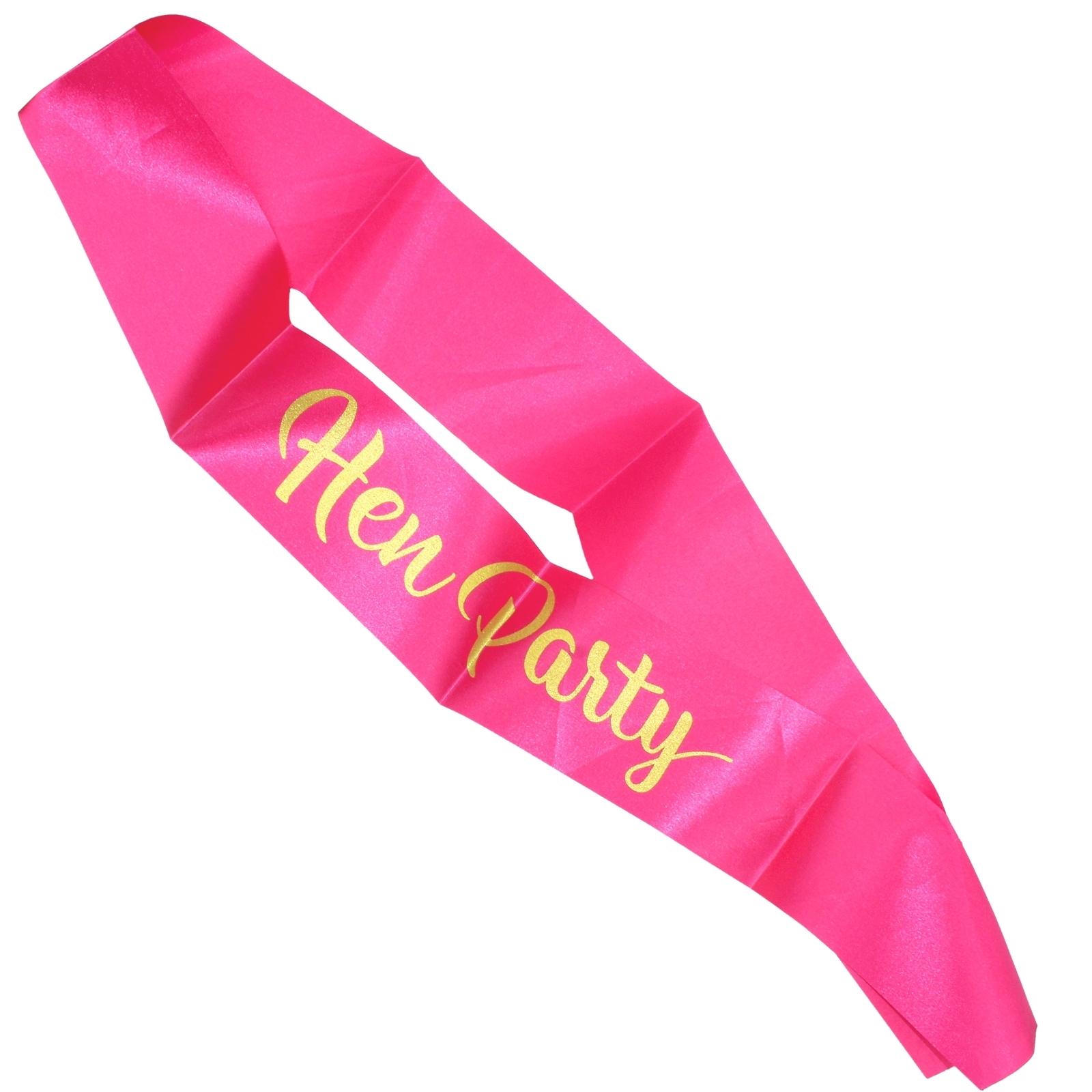 Hot Pink Satin Hen Party Sash - Discount Party Supplies