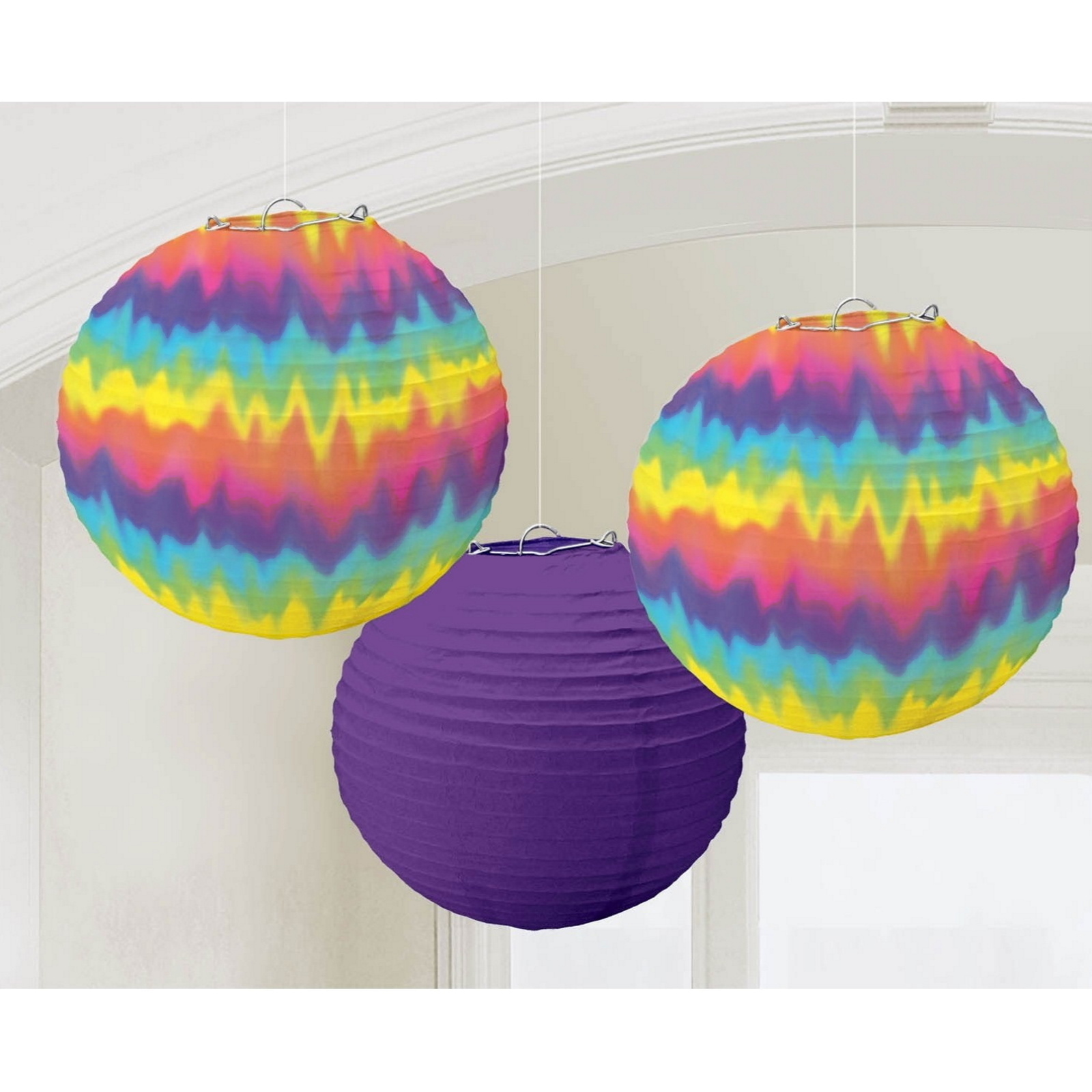 Feeling Groovy Paper Lanterns (Pack of 3) - Discount Party Supplies