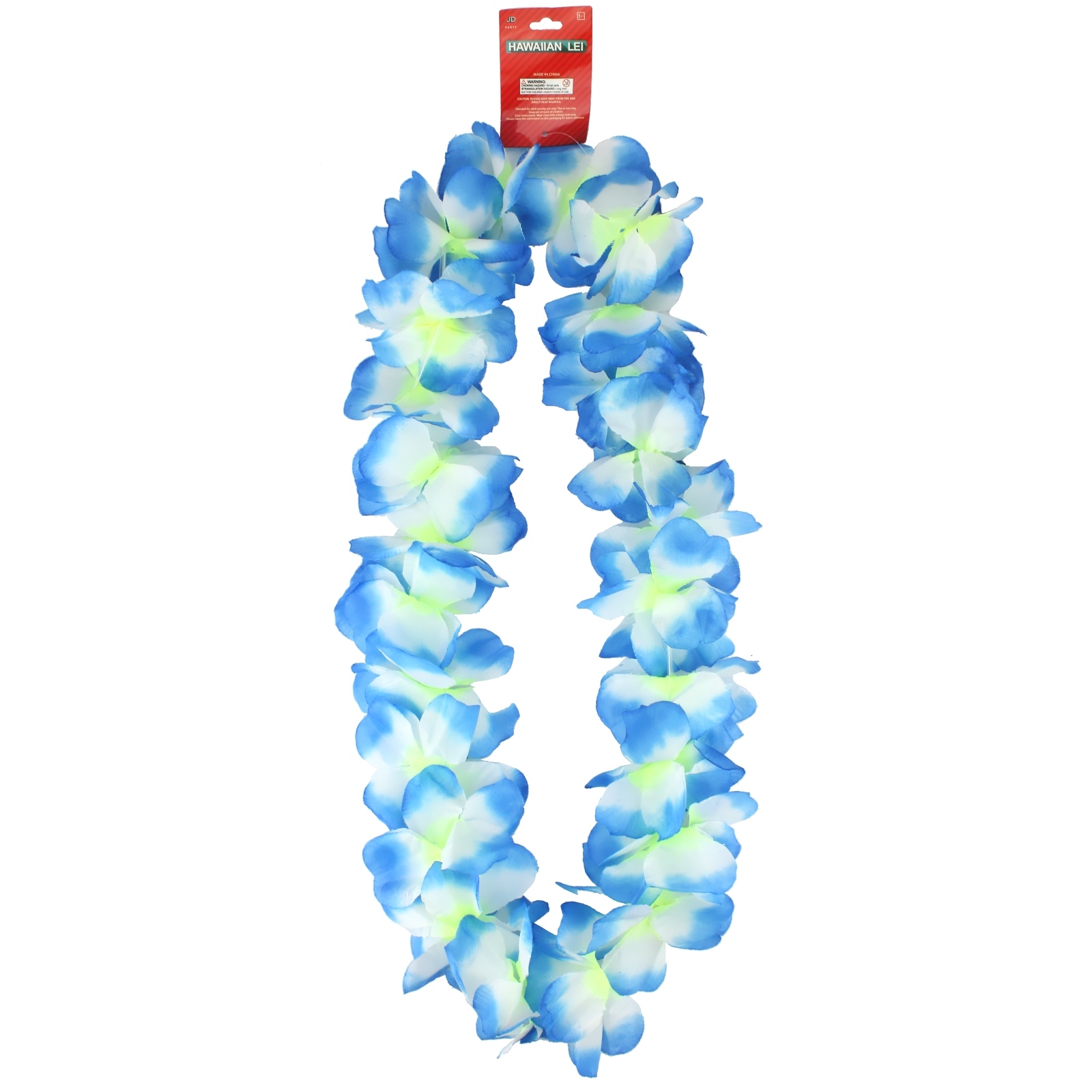 Blue and White Hawaiian Flower Lei (120cm) - Discount Party Supplies