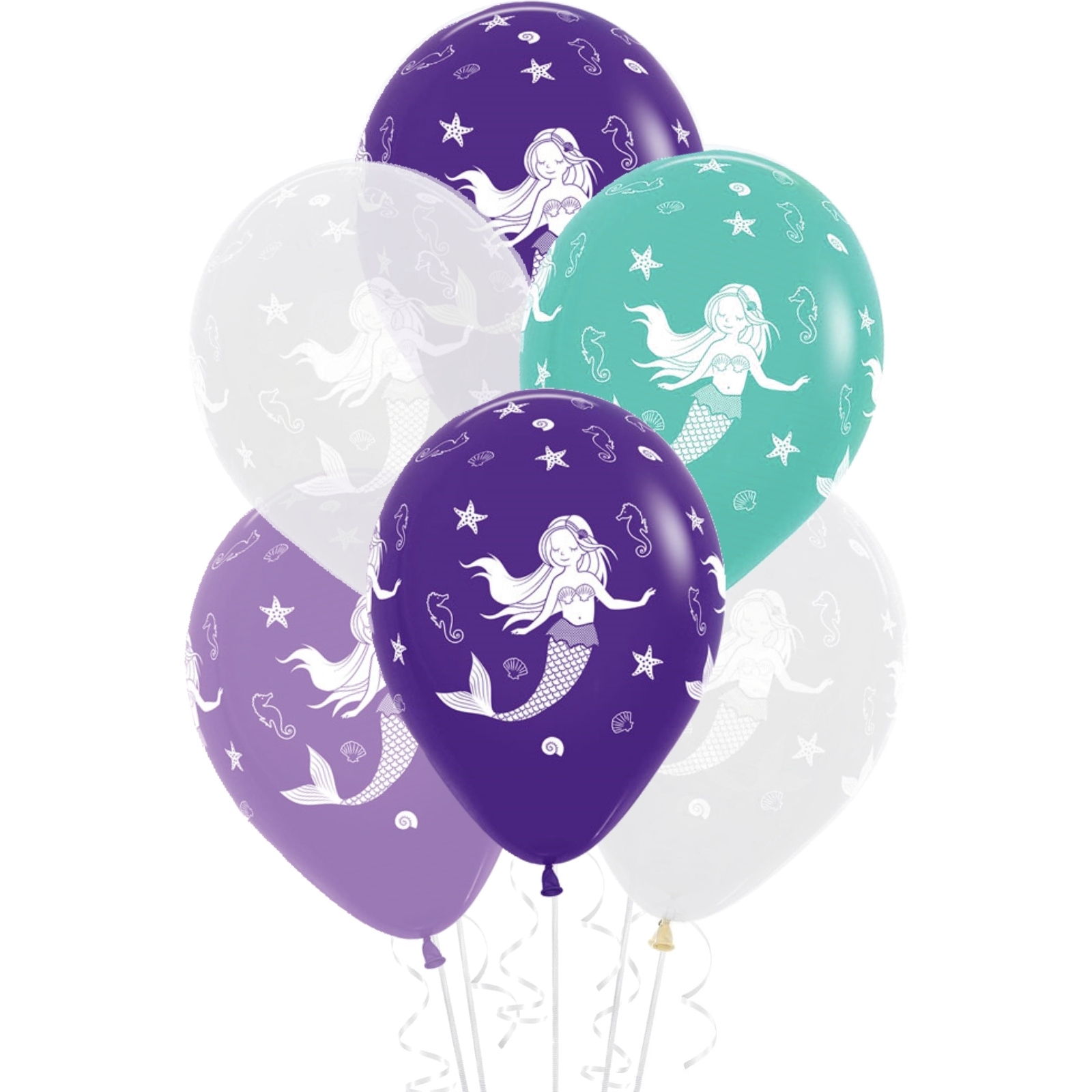 Mermaid Latex Balloons (Pack of 50) | Mermaids | Girls Birthday Party ...