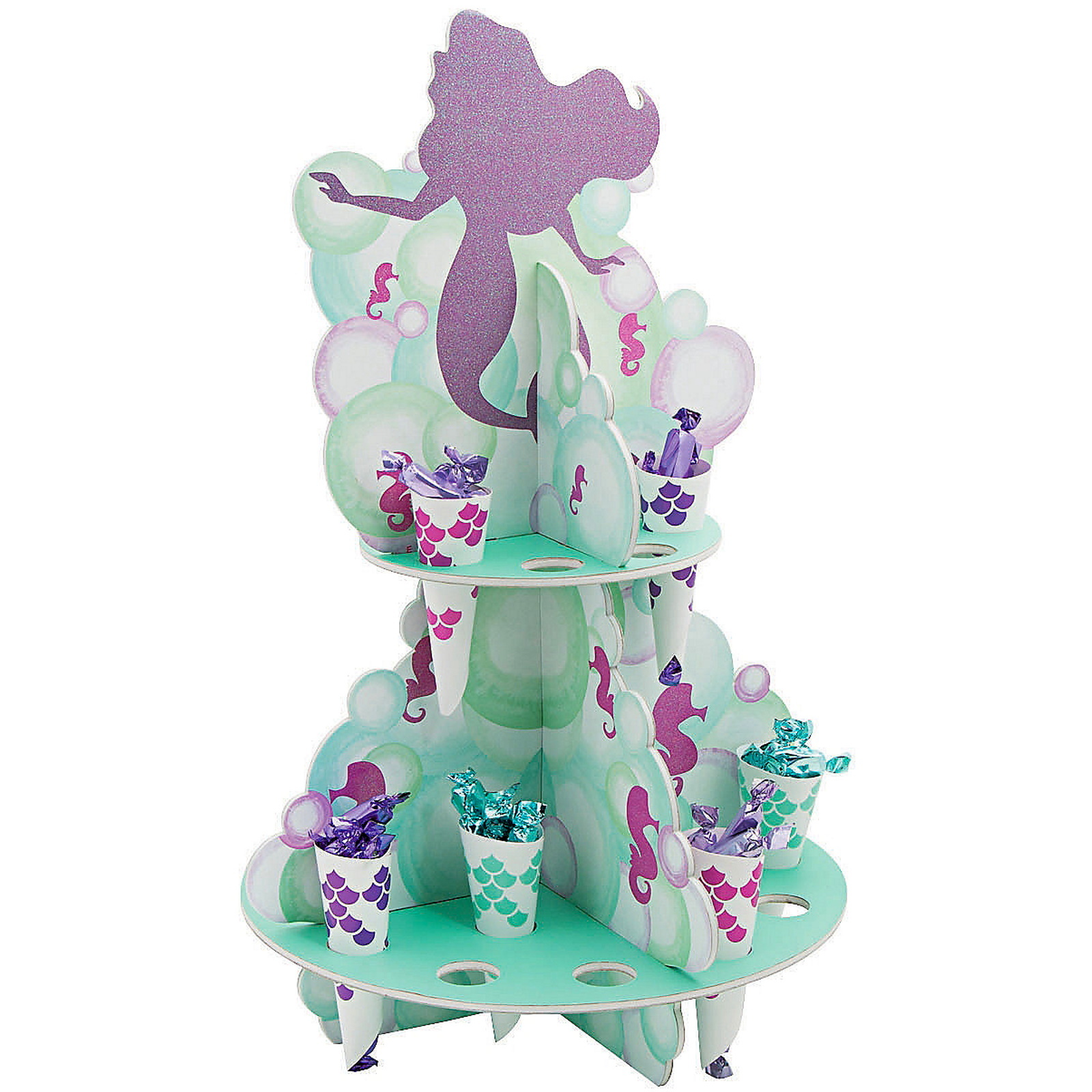 Mermaid Sparkle Treat Stand With Cones - Discount Party Supplies