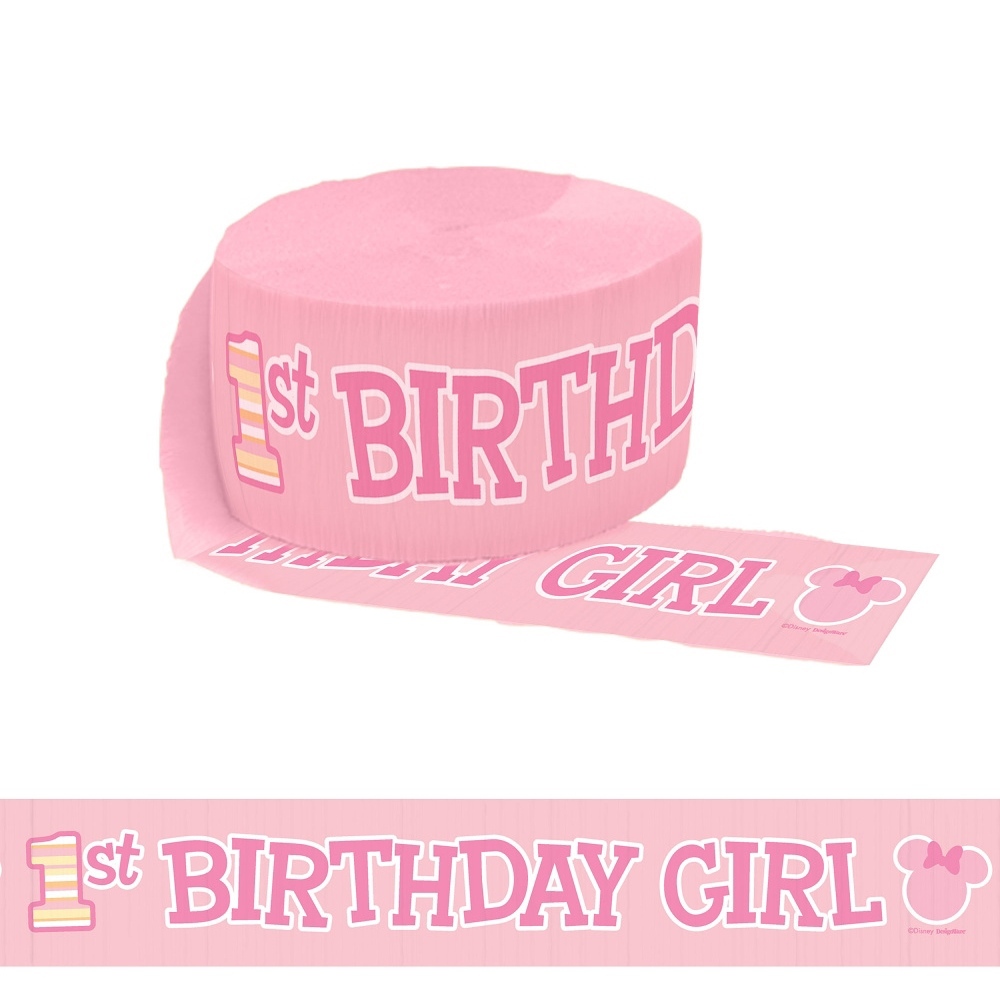 Minnie Mouse 1st Birthday Crepe Streamer - Discount Party Supplies