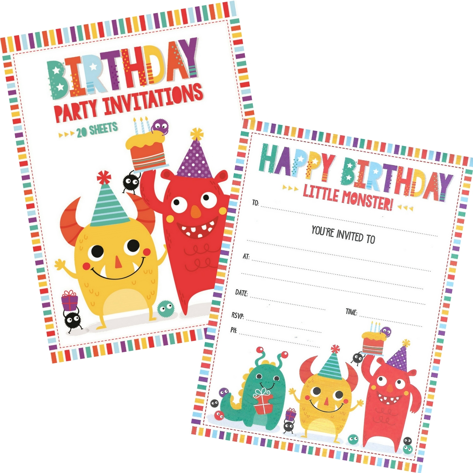 Monster Party Invitation Pad (20 Sheets) - Discount Party Supplies