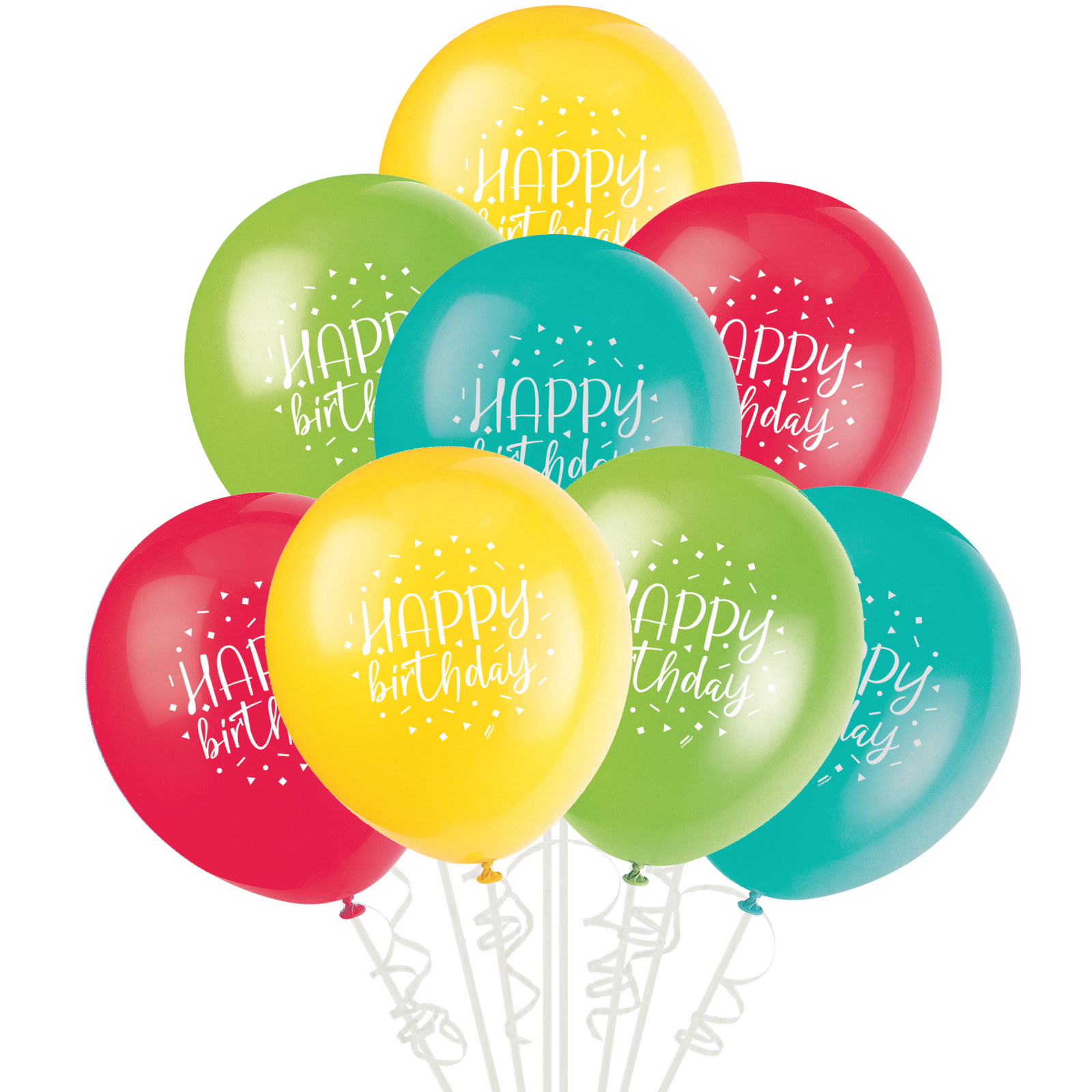 Balloon Party Assorted Coloured Happy Birthday Balloons (Pack of 8 ...