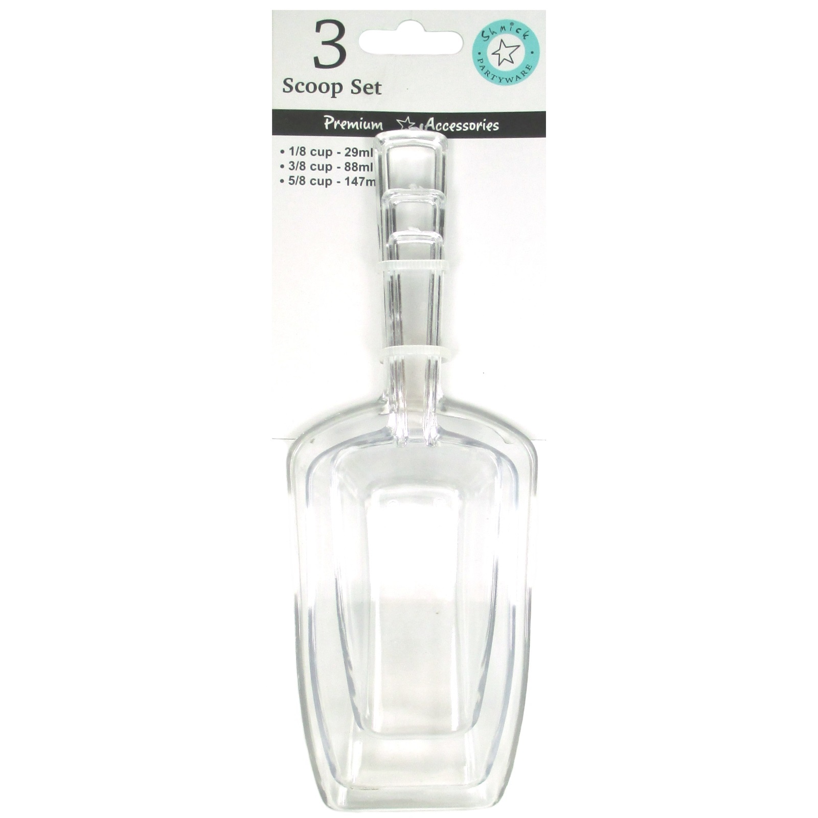 Clear Plastic Lolly Scoops (Set of 3) [NCHTWCT03] - Discount Party Supplies