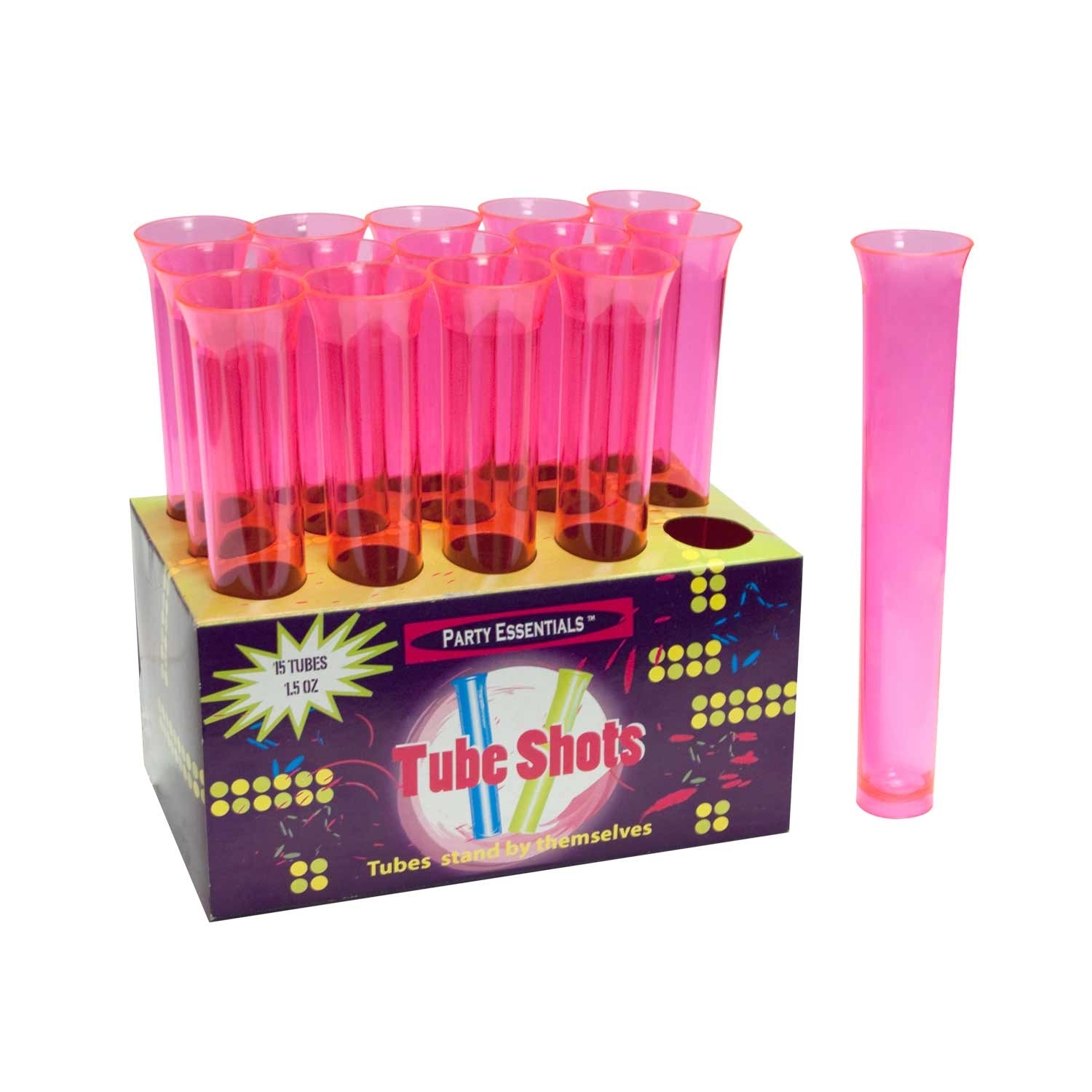 Neon Pink Tube Shots (Pack of 15) - Discount Party Supplies
