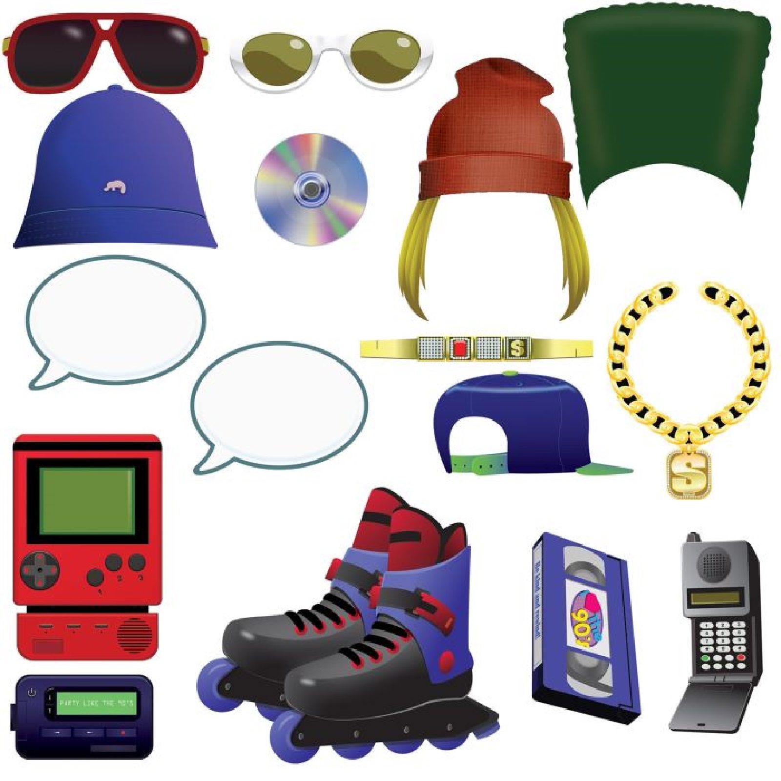 90's Photo Fun Signs (Pack of 16) - Discount Party Supplies