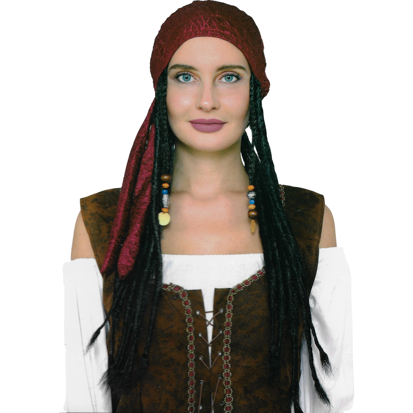 Pirate Wench Bandana with Black Dreadlocks - Discount Party Supplies