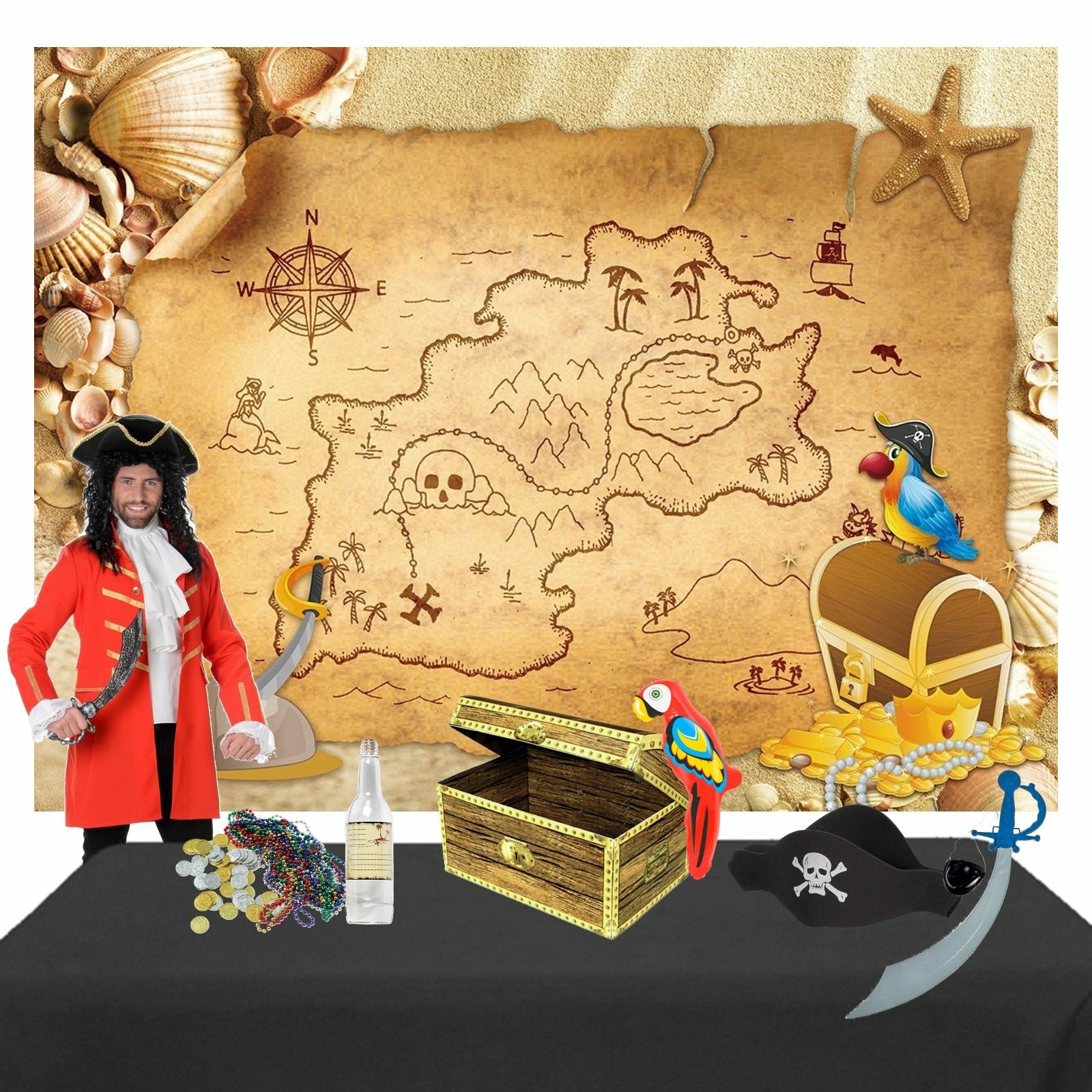 Pirate Treasure Map Large Fabric Backdrop | Pirate | Boys Birthday ...
