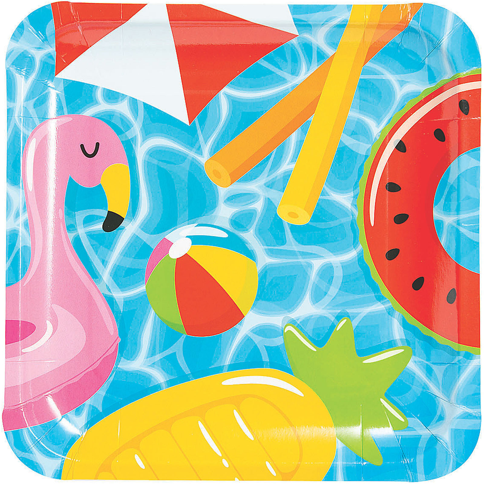 Summer Pool Party Large Paper Plates (Pack of 8) - Discount Party Supplies