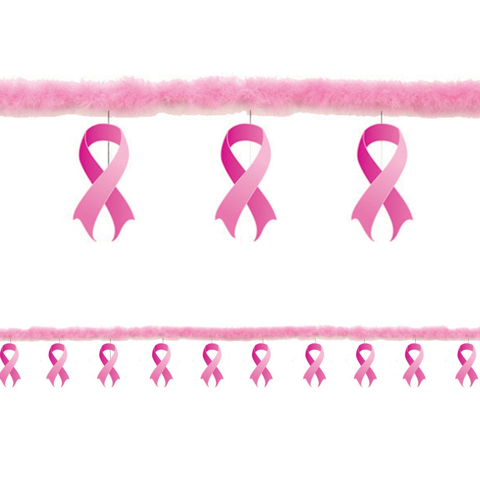 Pink Ribbon Fluffy Garland Banner - Discount Party Supplies