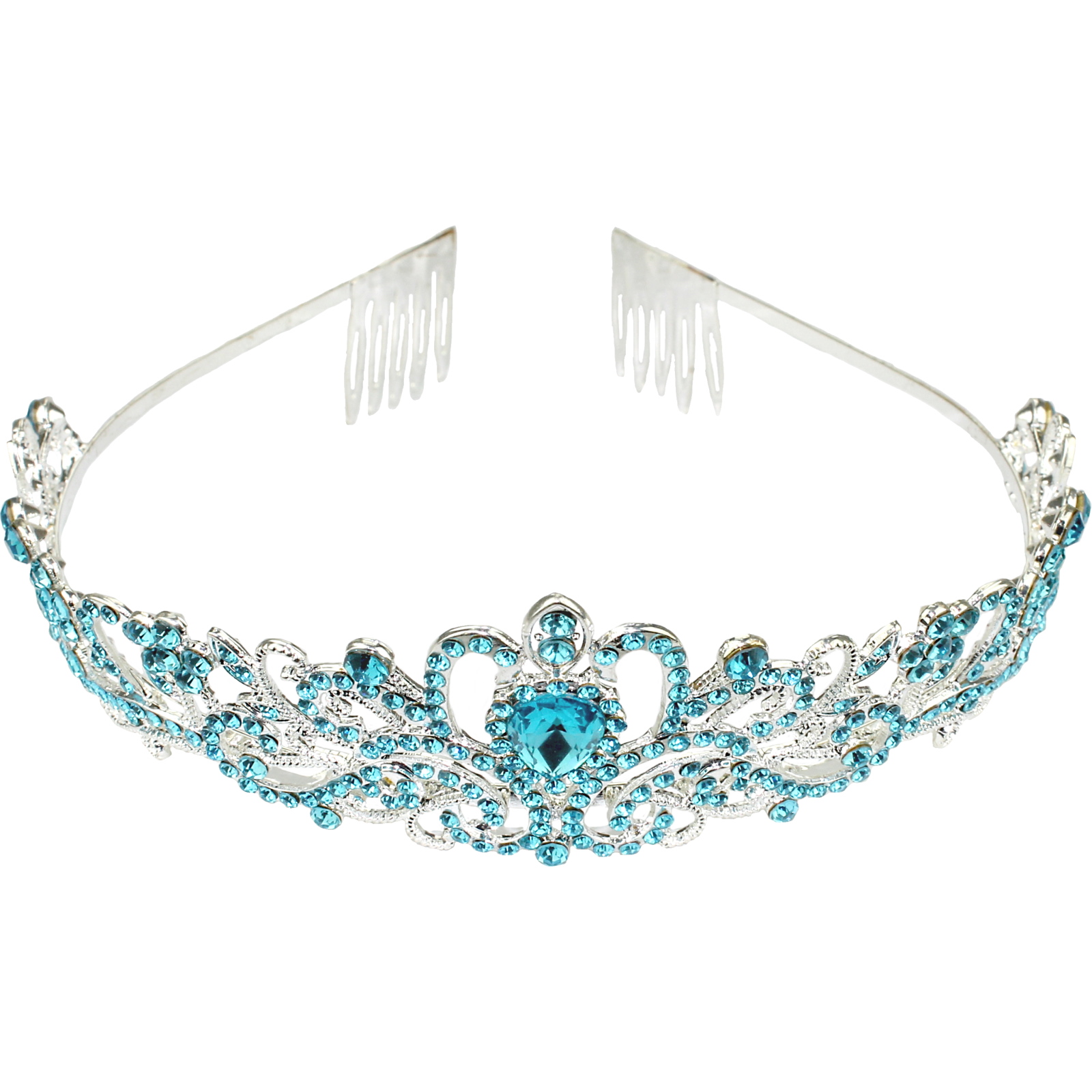 Silver & Blue Diamante Tiara - Discount Party Supplies