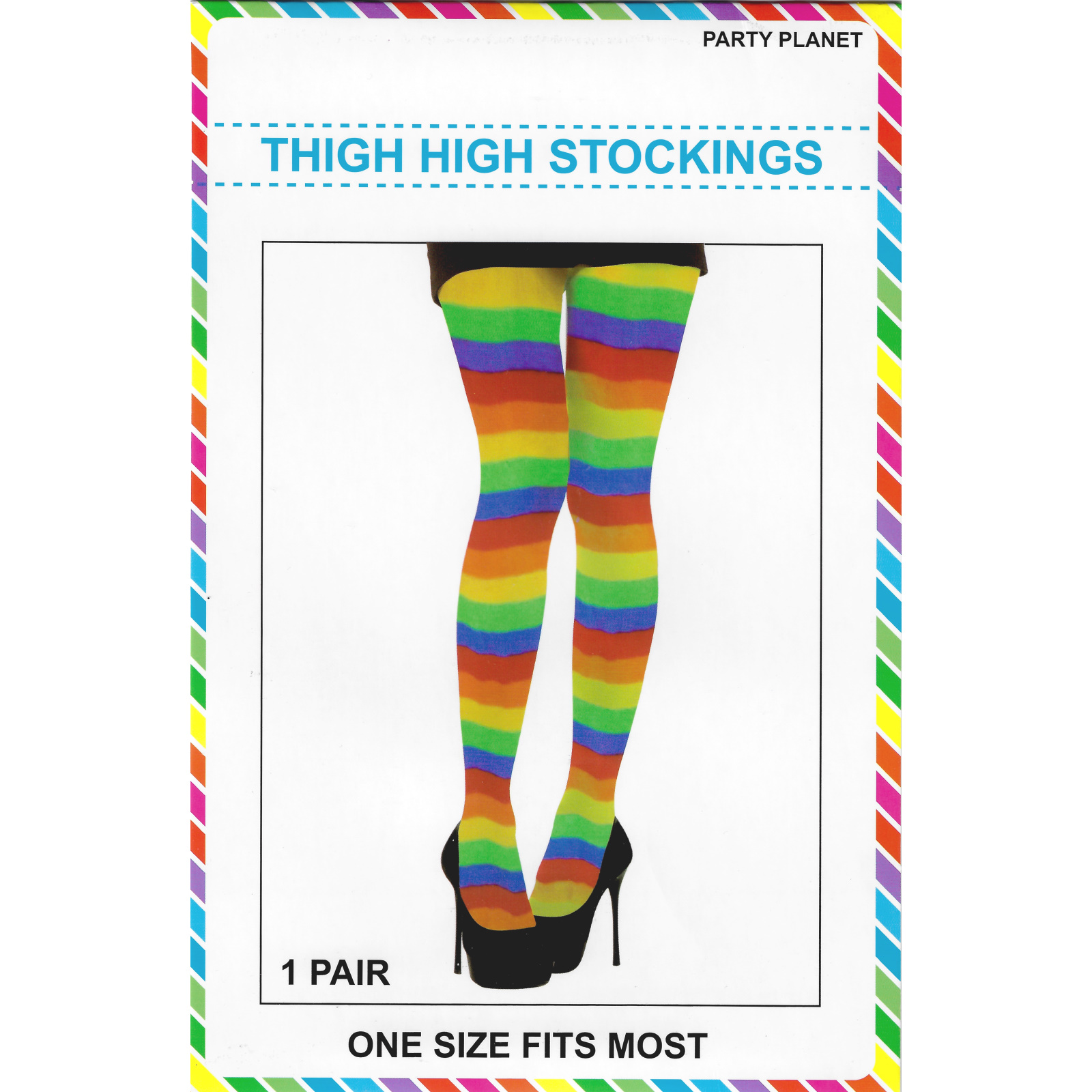 Rainbow Thigh High Stockings | Rainbow Party Supplies | Coloured Party ...