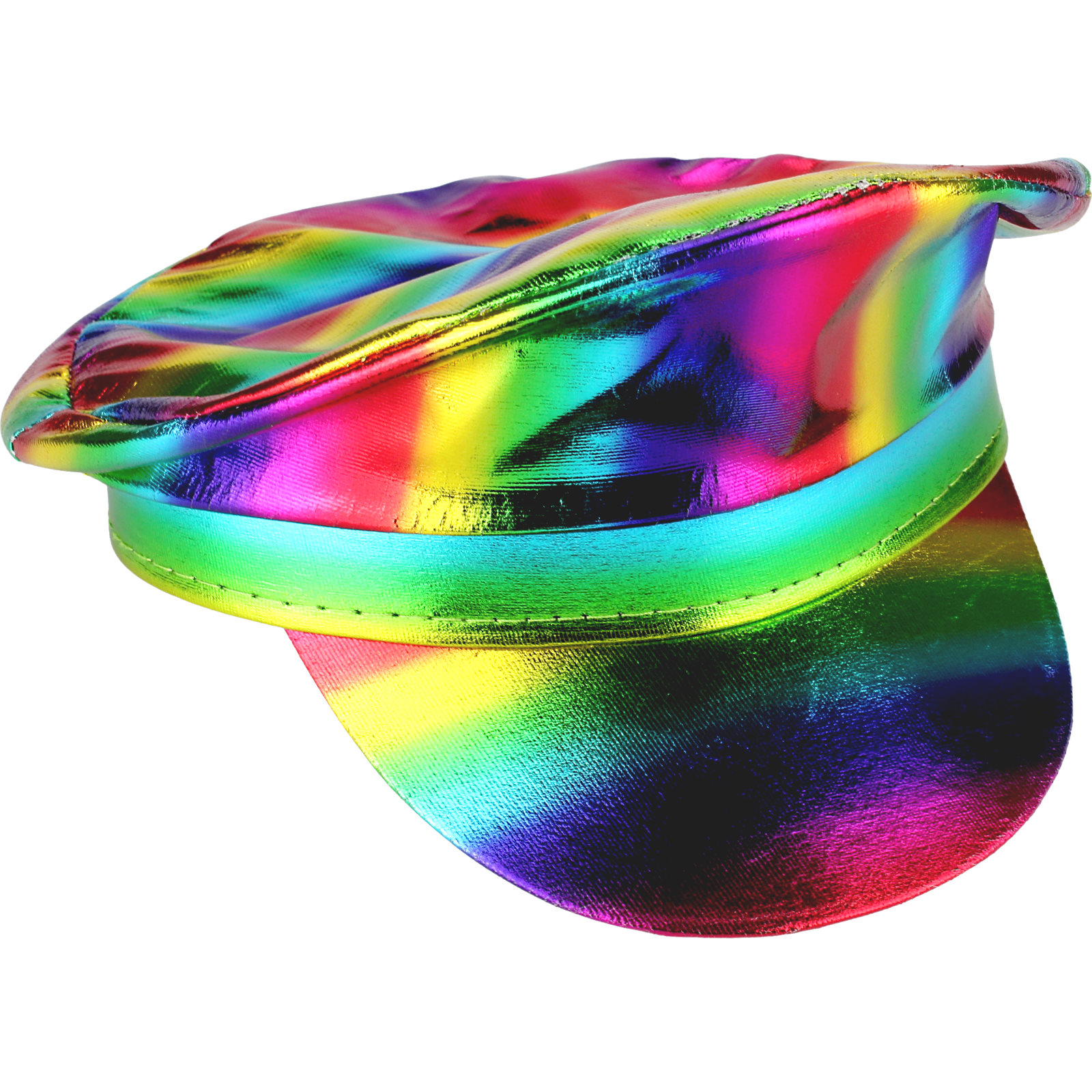 Shiny Rainbow Stripe Captain Hat | Rainbow Party Supplies | Coloured ...