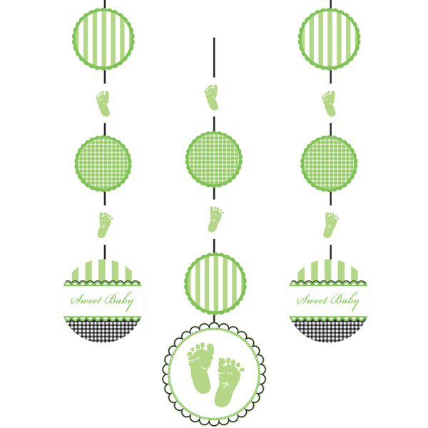 Sweet Baby Feet Green Hanging Cutouts (Pack of 3) - Discount Party Supplies