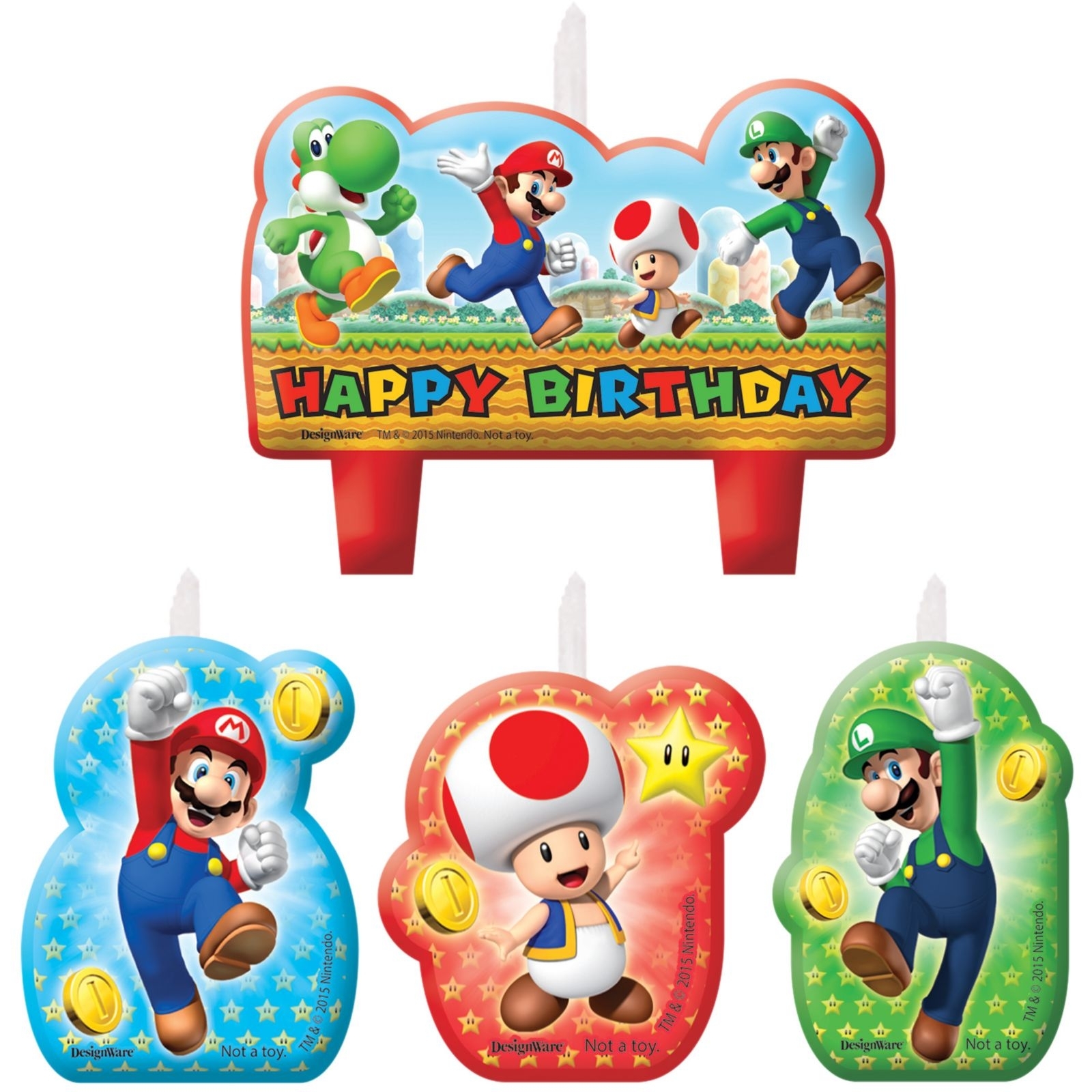 Super Mario Bros. Candles (Set of 4) - Discount Party Supplies