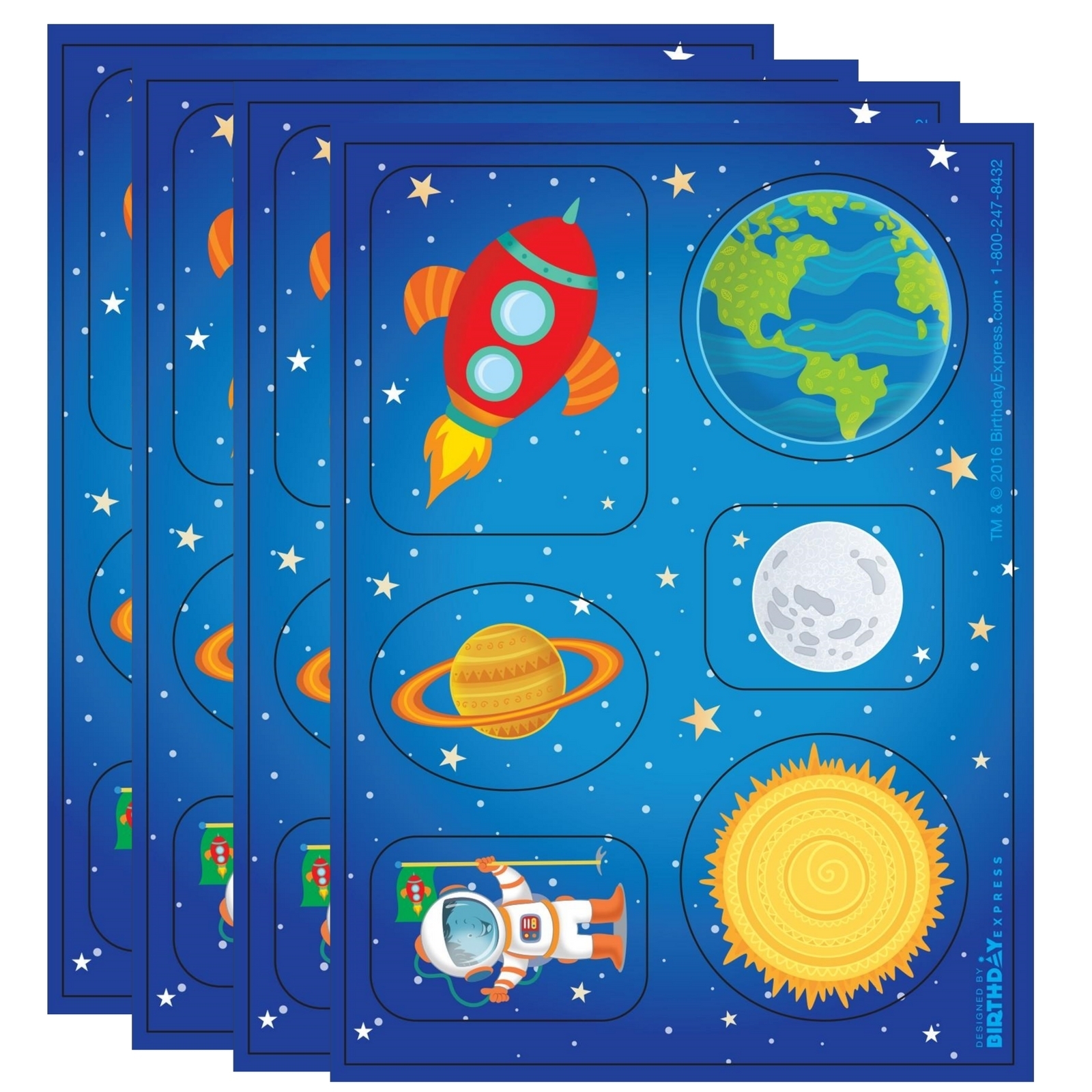 Rocket to Space Stickers (4 Sheets) - Discount Party Supplies