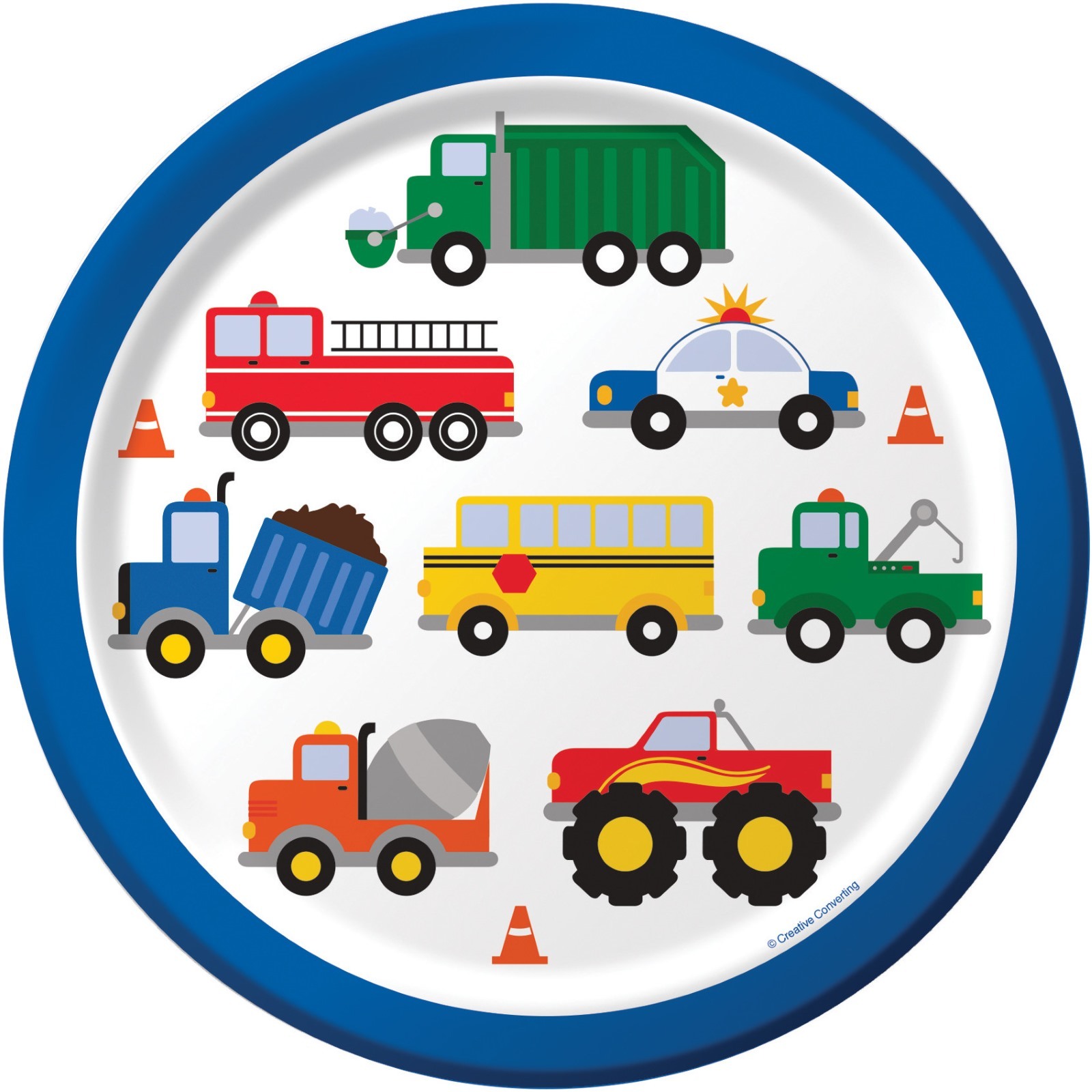 Traffic Jam Large Paper Plates (Pack of 8) - Discount Party Supplies