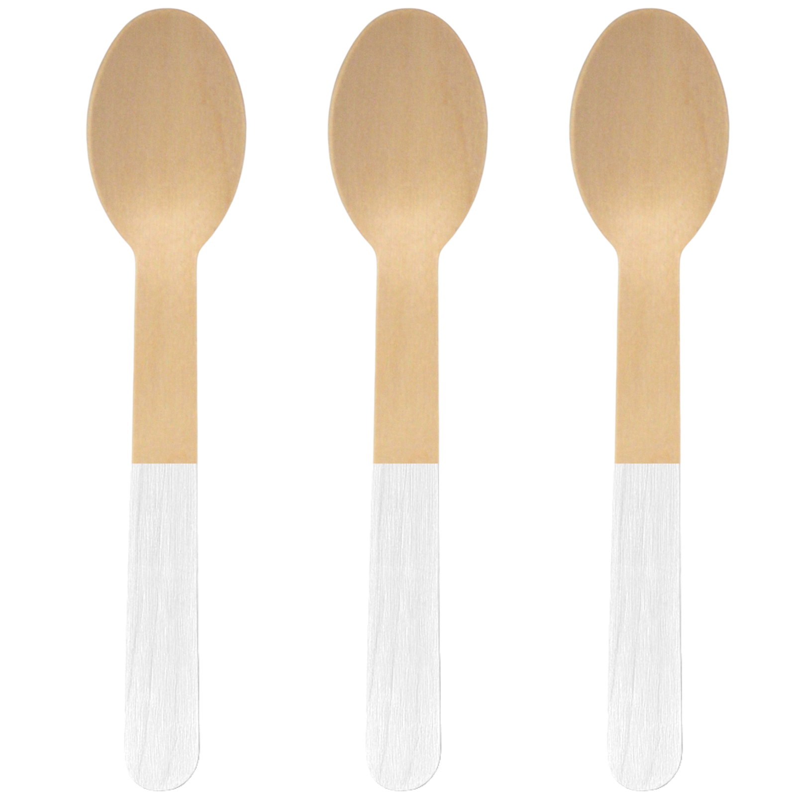 Wooden Dipped Spoons White (Pack of 20) - Discount Party Supplies